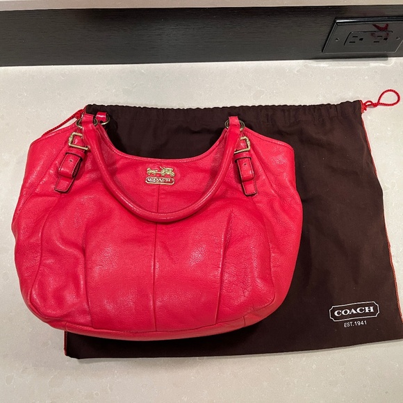 Coach | Bags | Coach Madison Abigail 8612 Red Leather Hobo Satchel Bag ...